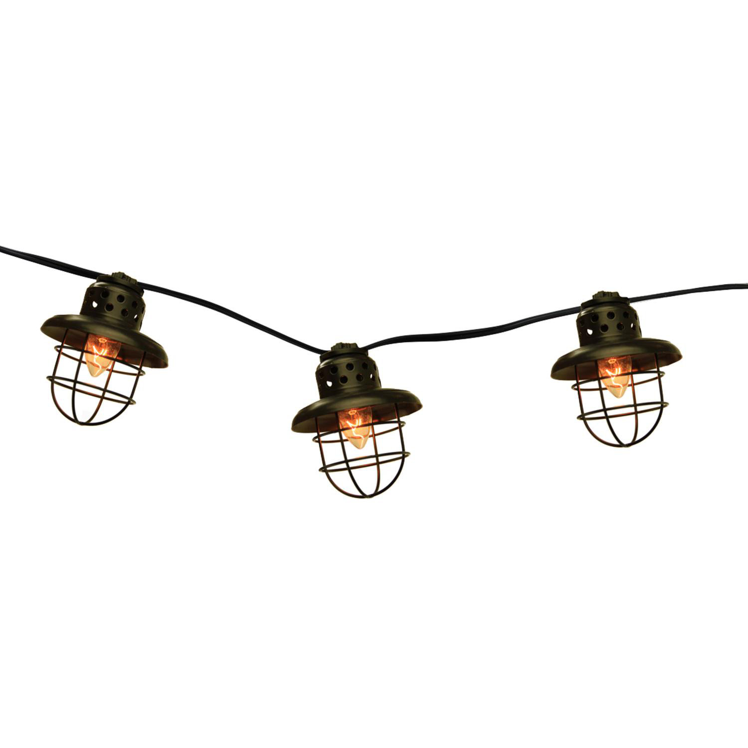 Northlight Seasonal 10-Count Black Caged Fisherman Lantern Patio String ...