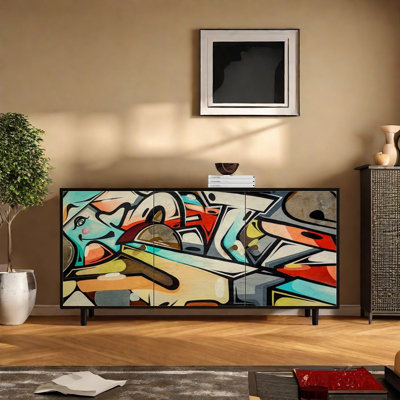 Atta Avenue French Abstract Art Accent Cabinet | Wayfair