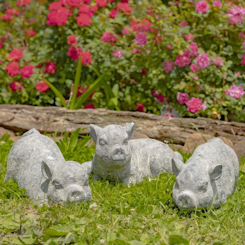 August Grove® Tadeus Pigs Weather Resistant Concrete Garden Statue ...