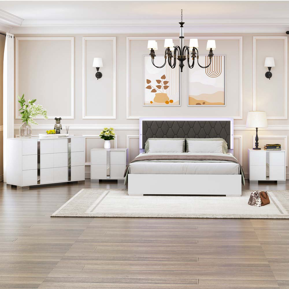 Ivy Bronx Izaia 4-Pieces Bedroom Sets Queen Size Upholstered Bed with ...