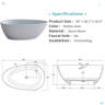 VODYXSEP 59'' Solid Surface Matte Tub, Freestanding Solid Surface Resin ...