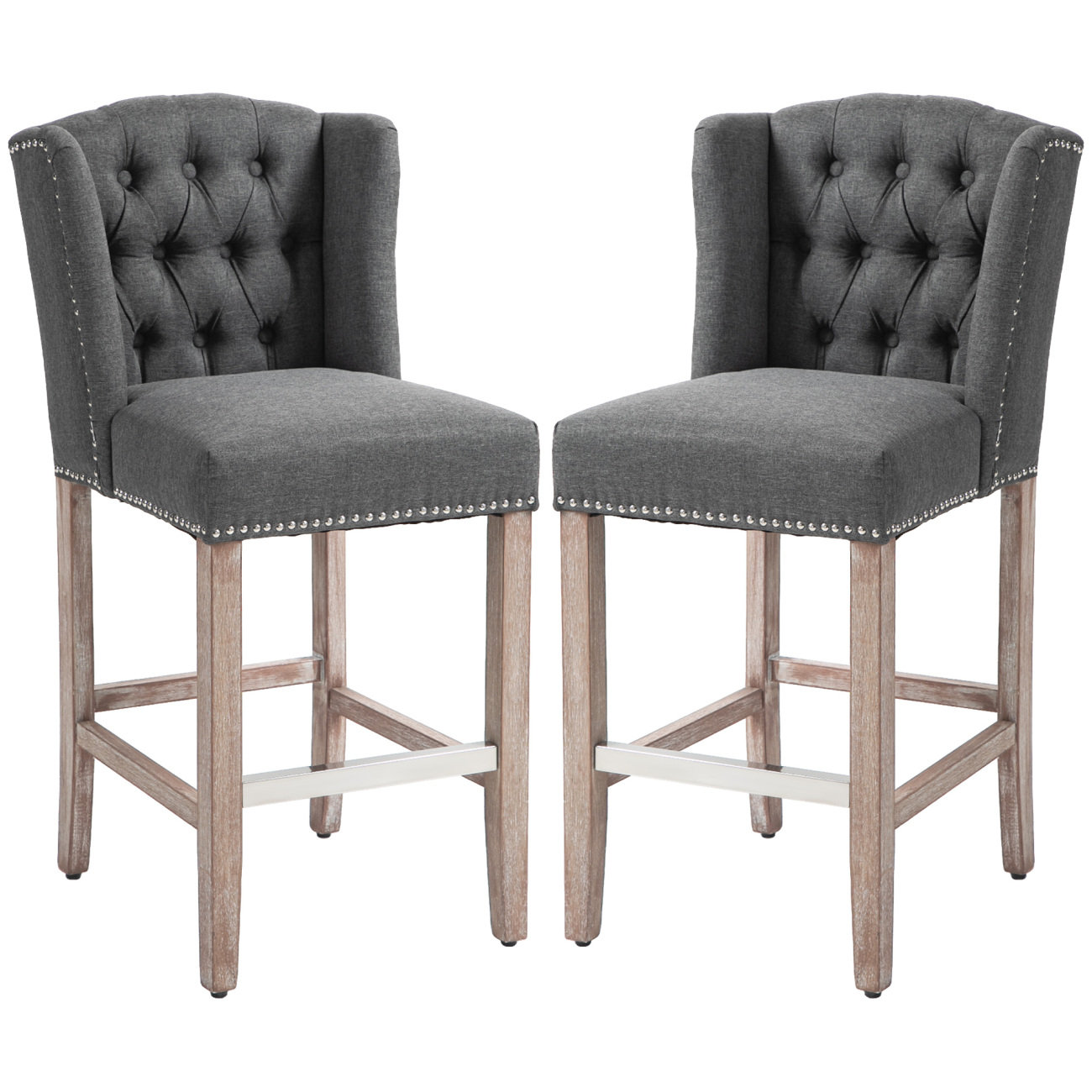 Red Barrel Studio® Homcom Counter Height Bar Stools Set Of 2, 27" Seat ...