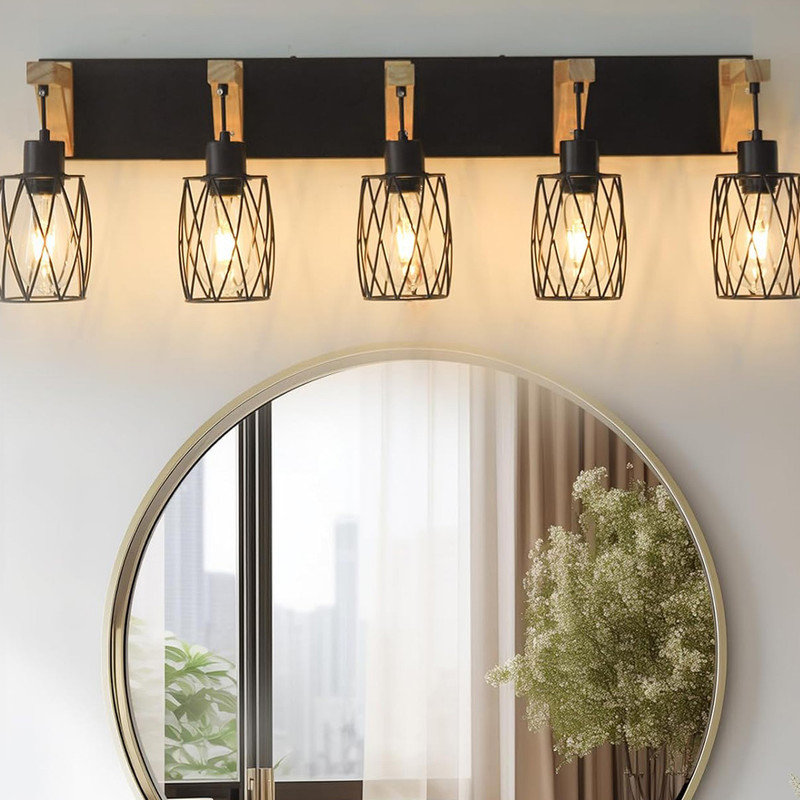 Longshore Tides 5Light Bathroom Vanity Light,Wood Bathroom Lighting ...