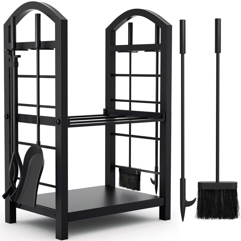 Rebrilliant Versatile Wrought Iron Firewood Rack With Tools - Space ...