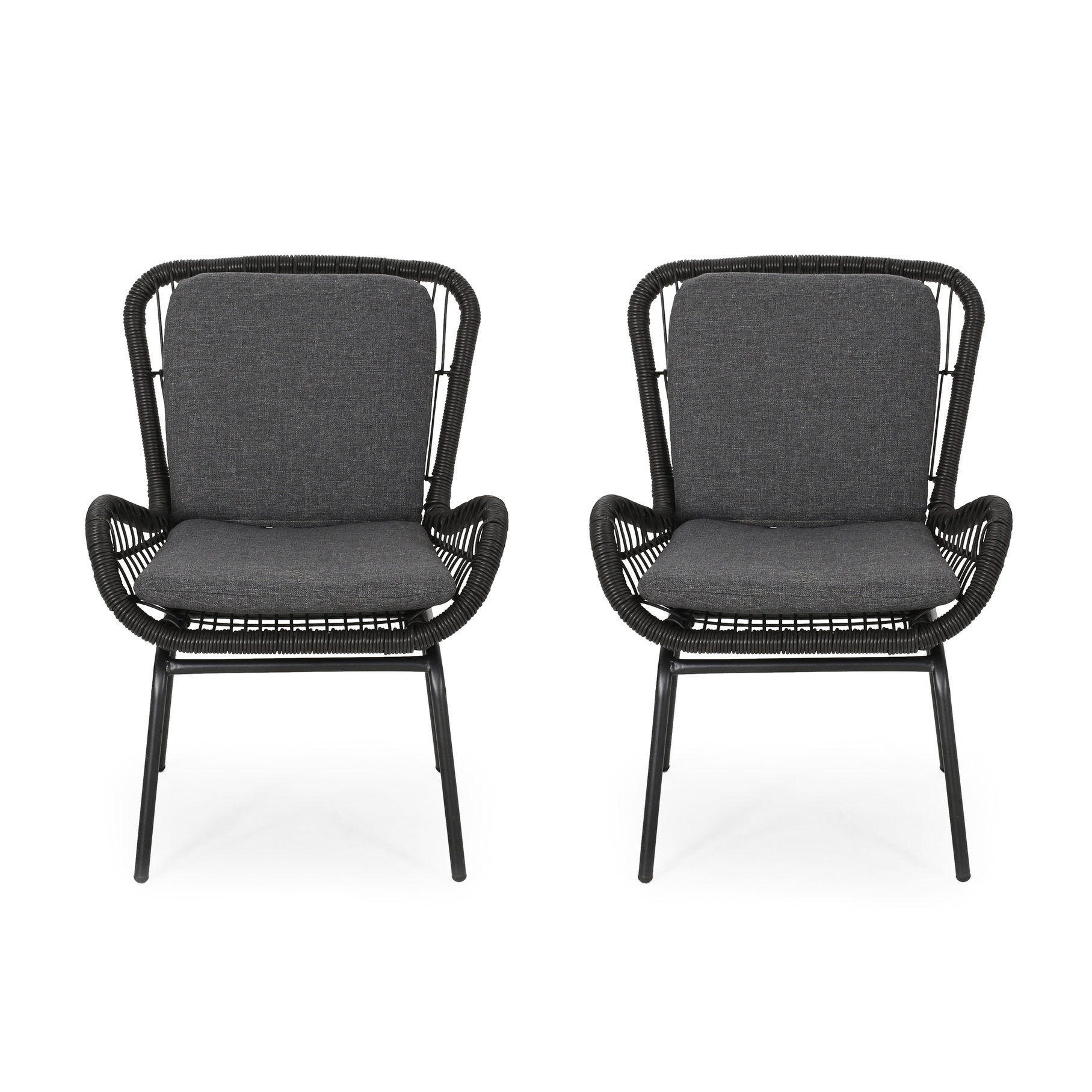 George Oliver Contemporary Iron And Plastic Chairs With Cushions Detail ...