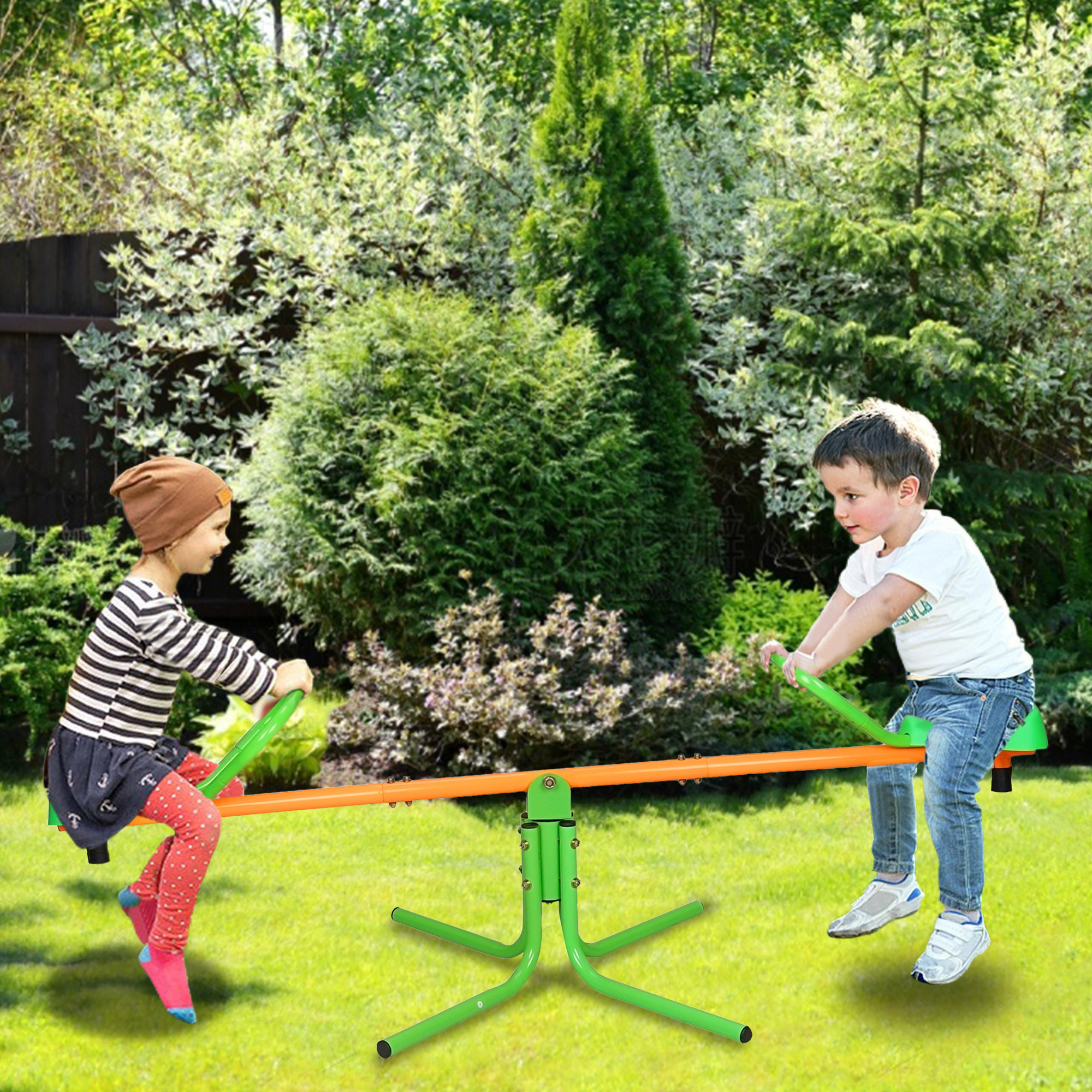 SUMIJ 360 Degree Rotation Outdoor Kids Spinning Seesaw Sit and Spin ...