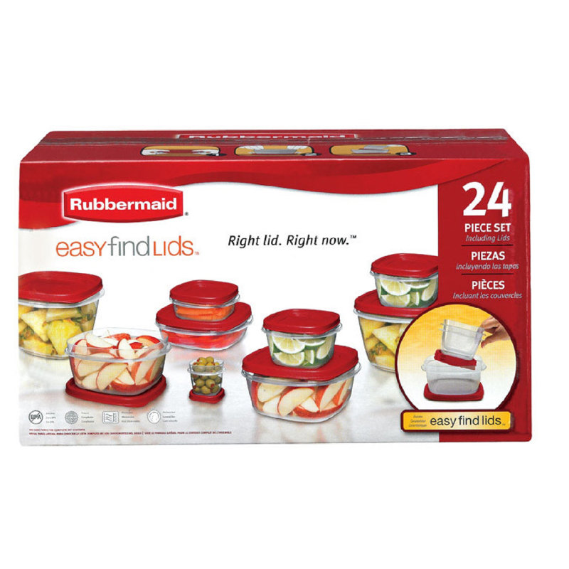 Rubbermaid 56 Square Plastic Food Storage Container With Lid Set of 24 ...