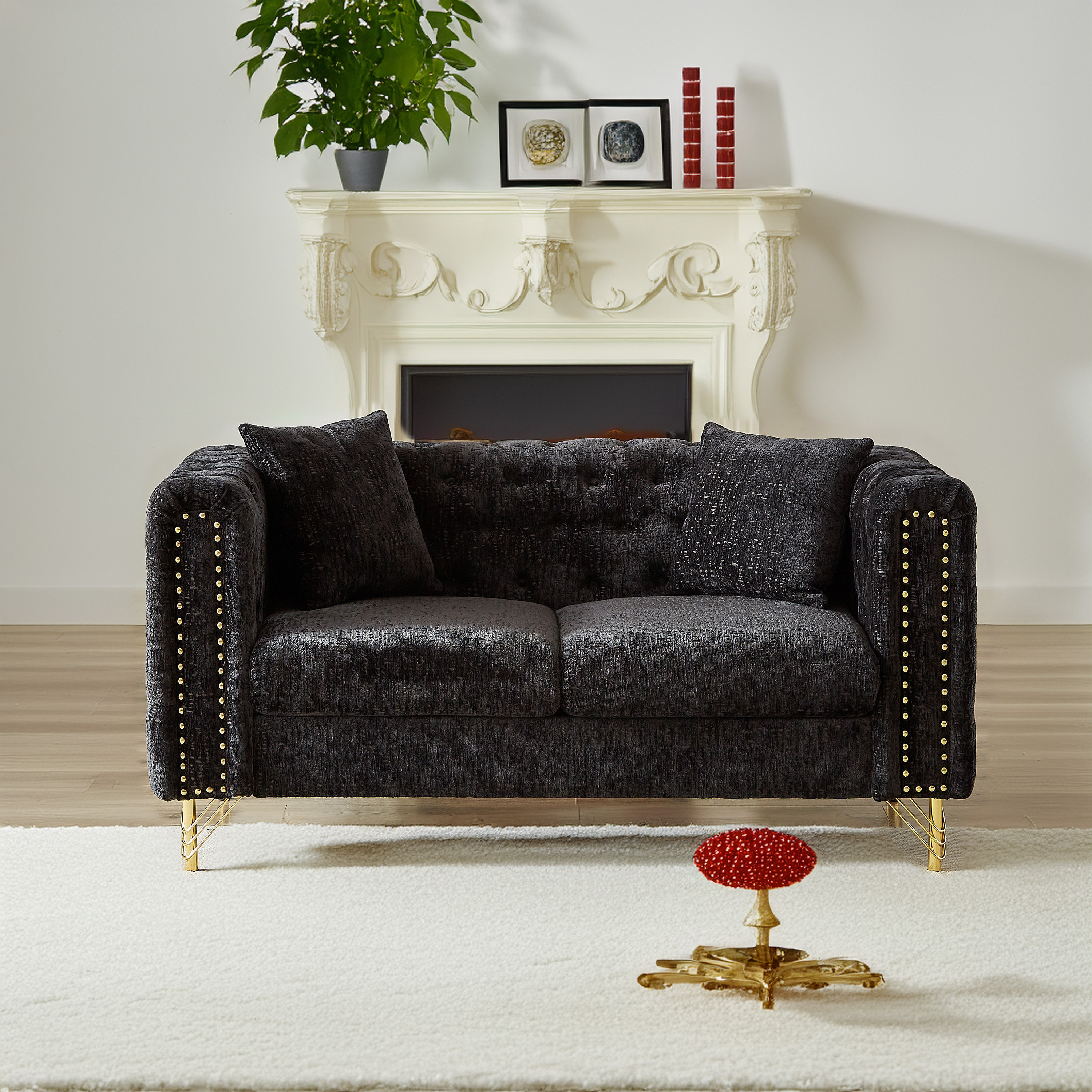 Decopom Chenille Pull Buckle Design Sofa - Wayfair Canada