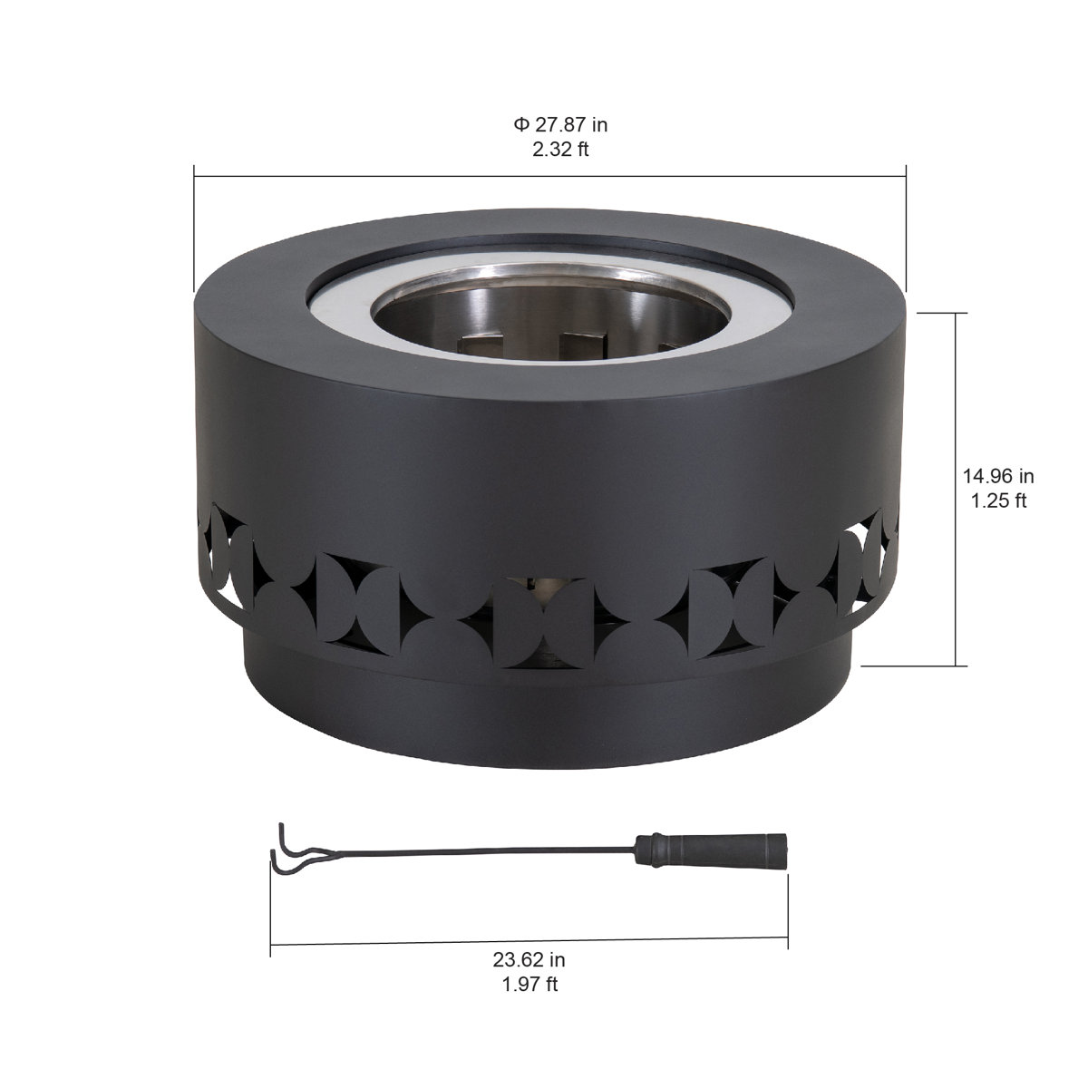 Latitude Run® Sunjoy 28 In Smokeless Fire Pit with Removable Ash Pan ...