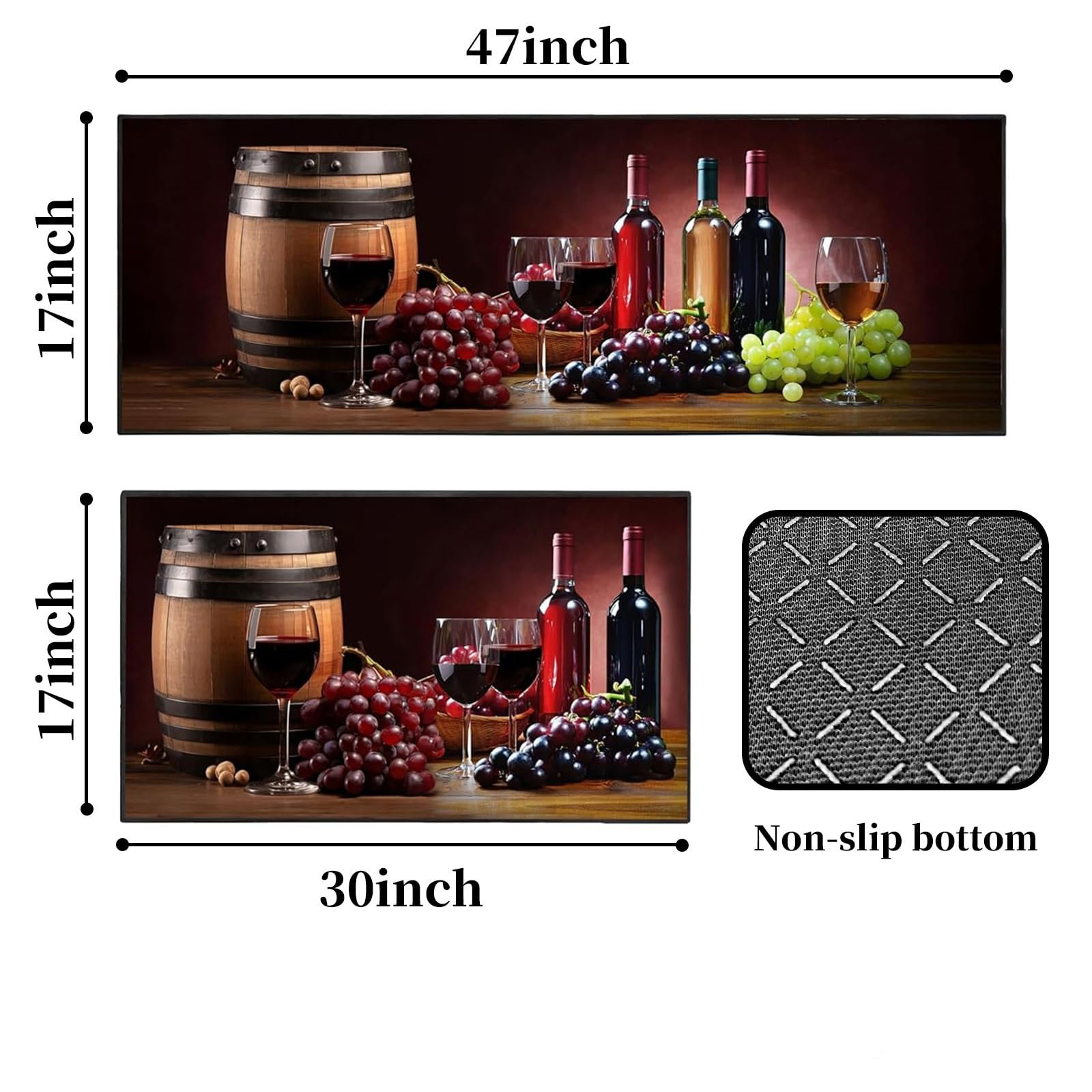Ebern Designs Thoi Red Wine Kitchen Rug 2 Piece Set,Home Vintage ...