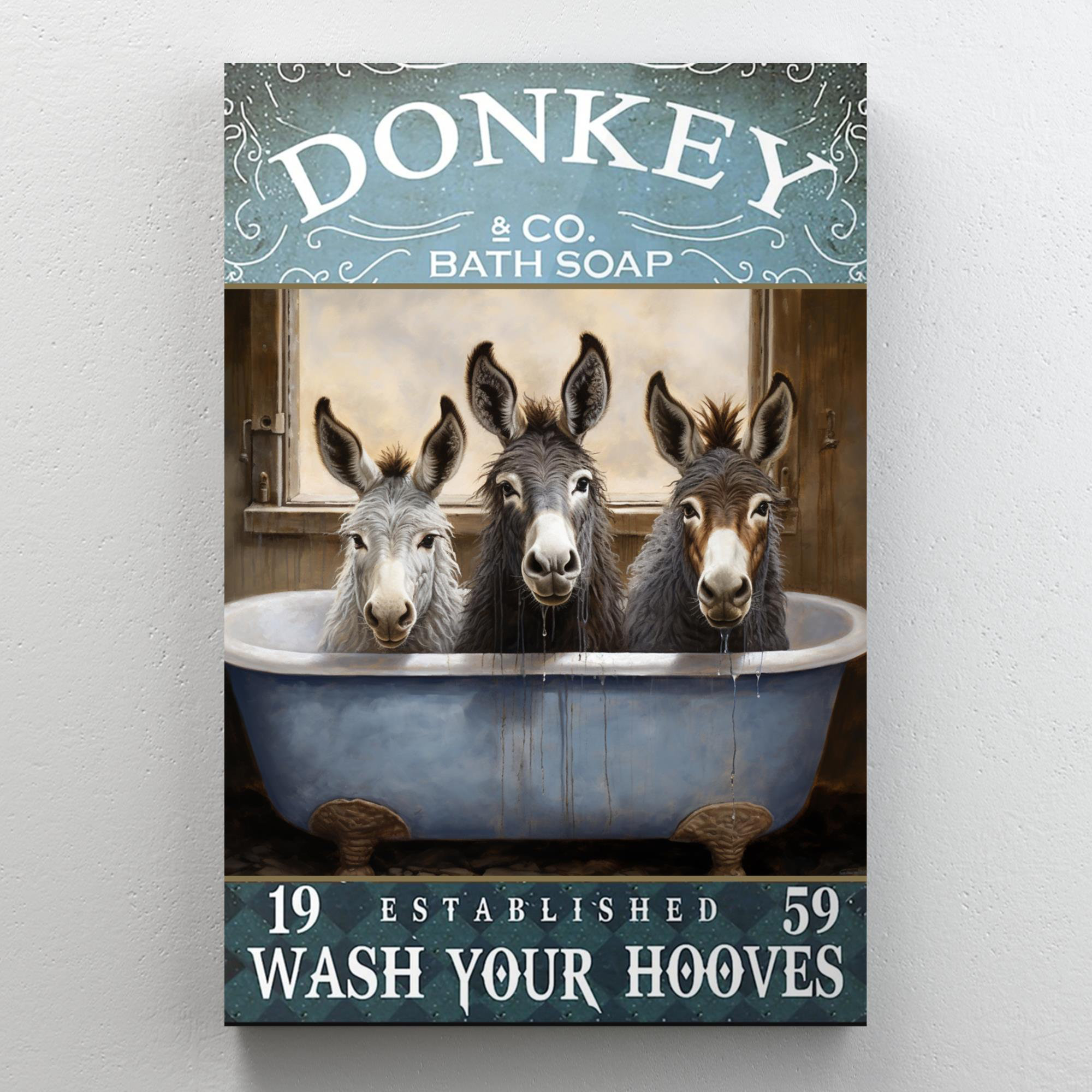 Trinx Donkey Bath Soap 1 On Canvas Print | Wayfair