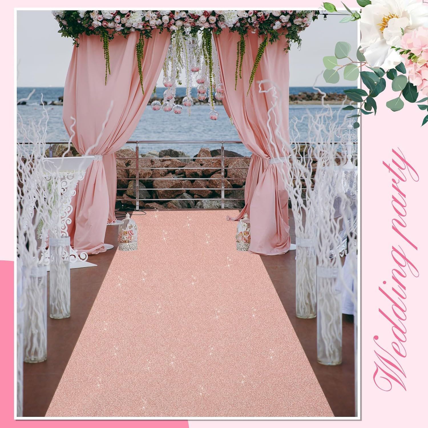 Le Prise™ Sequin Aisle Runner For Wedding Glitter Rug With Carpet Tape ...