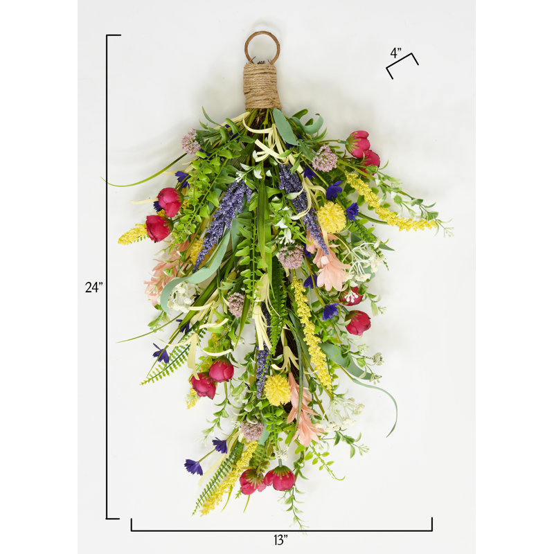 Primrue 24" Wild Artificial Multicolor Spring Flower Teardrop | Wayfair