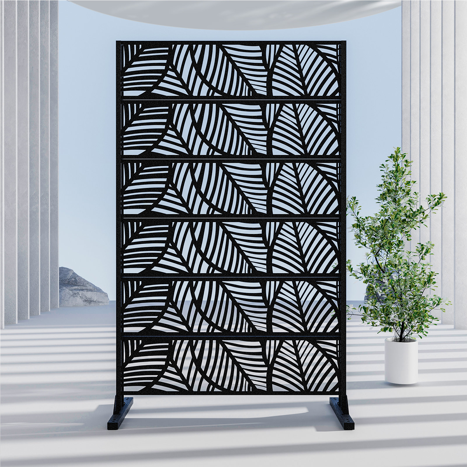 EASCOM 47.2" W x 71.5" H Outdoor Privacy Screen 6 - Panel Freestanding ...