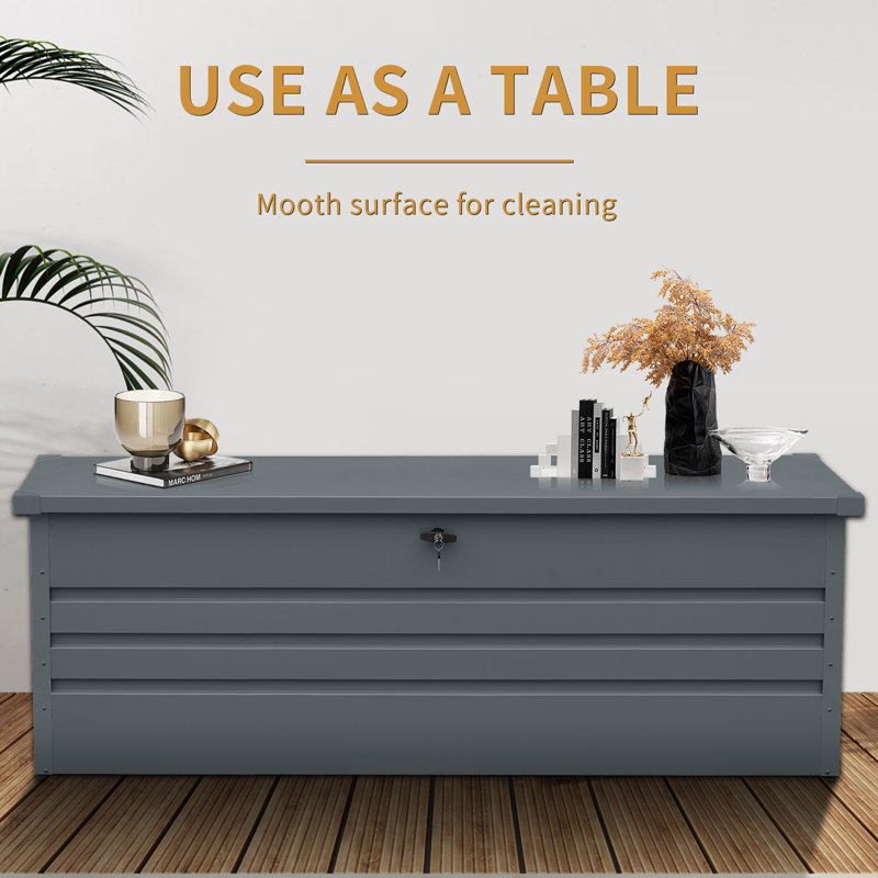 GhomeG 260 Gallon Metal Outdoor Deck Box Waterproof, Extra Large Patio ...