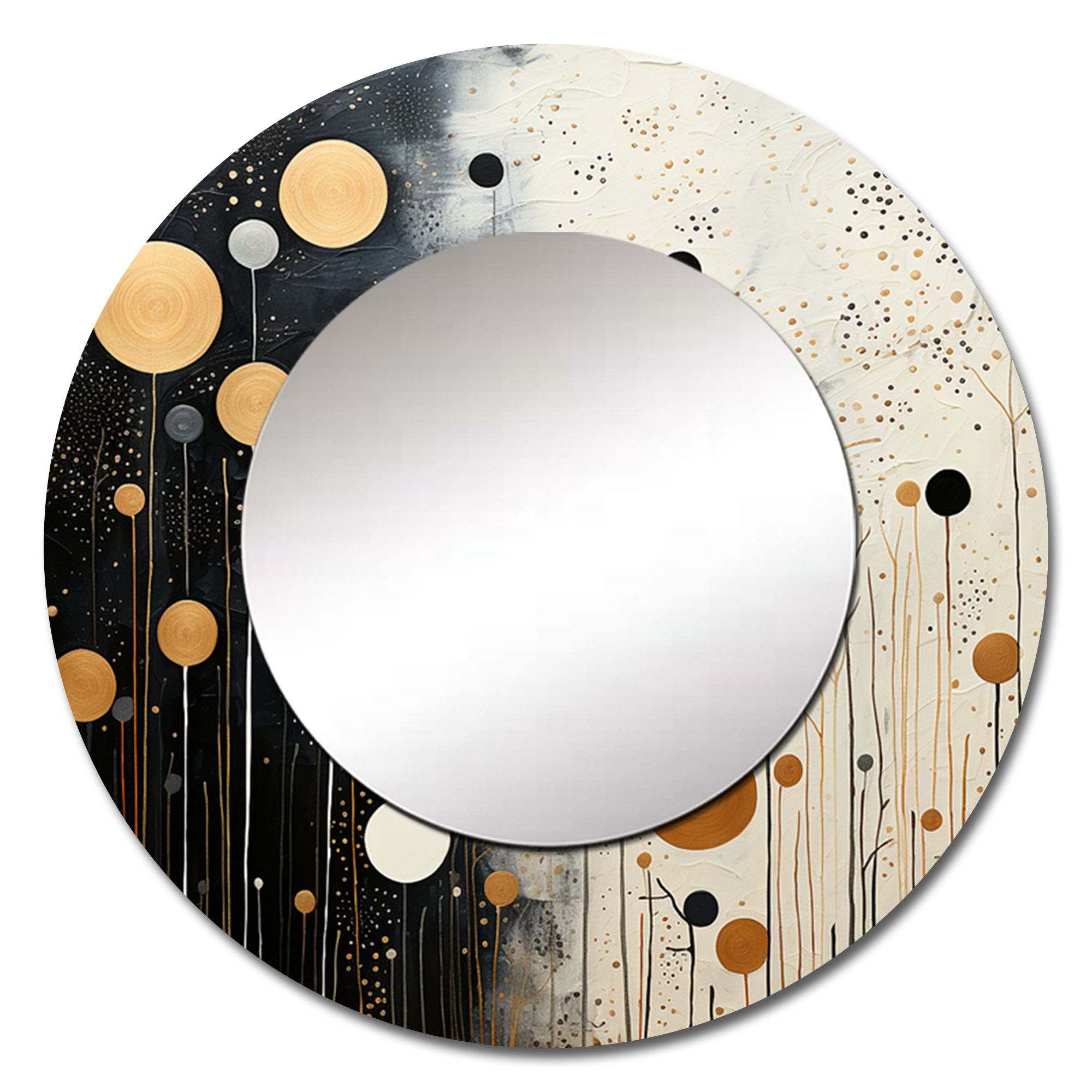 Design Art Monochrome Medley II - Abstract Collages Wall Mirror, Black ...