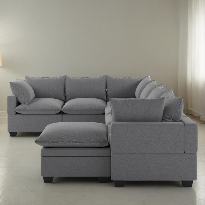 Latitude Run® 120" Wide U-Shaped Modular Sleeper Sectional Sofa Bed ...