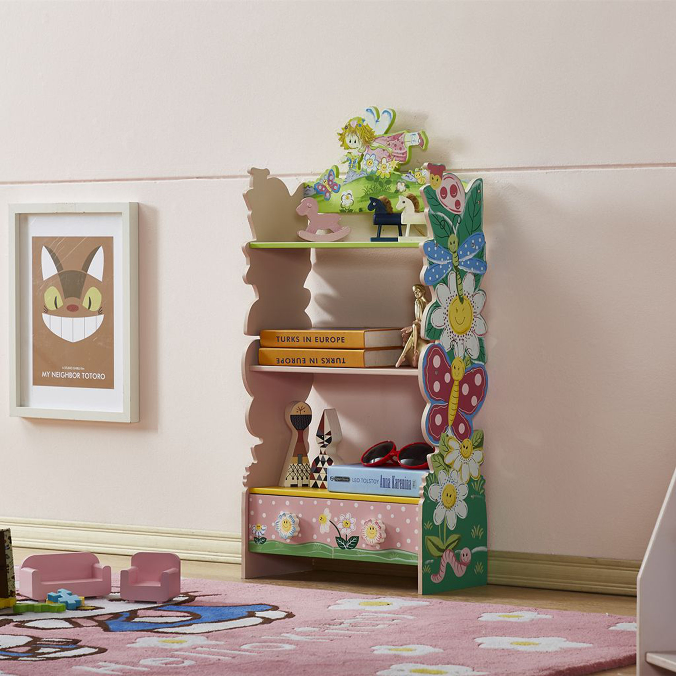 Dakota Fields Olivia the Fairy Hand Painted 3-Tier Flower Bookcase with ...