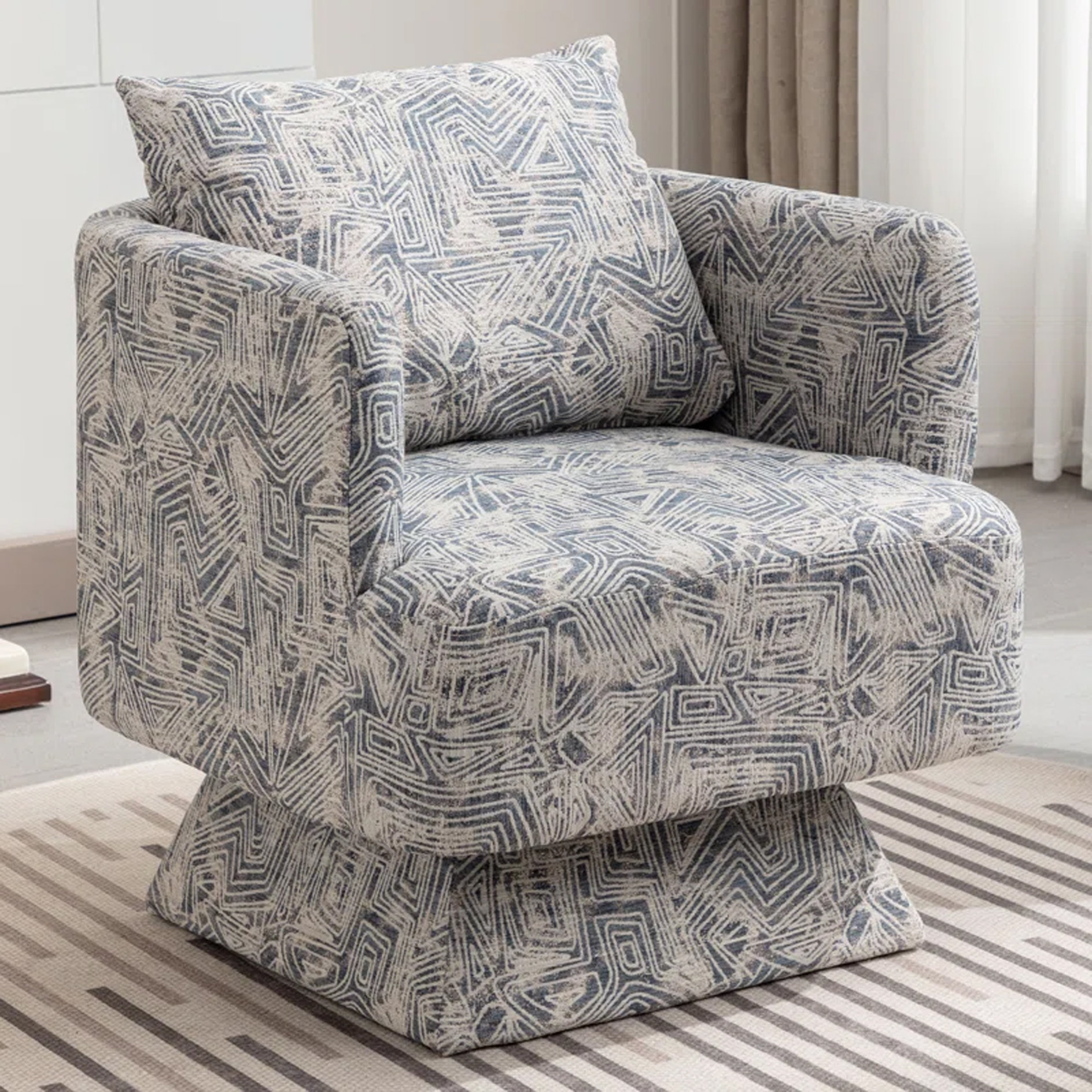 Bungalow Rose Kiniesha 25.59'' Wide Swivel Barrel Chair | Wayfair