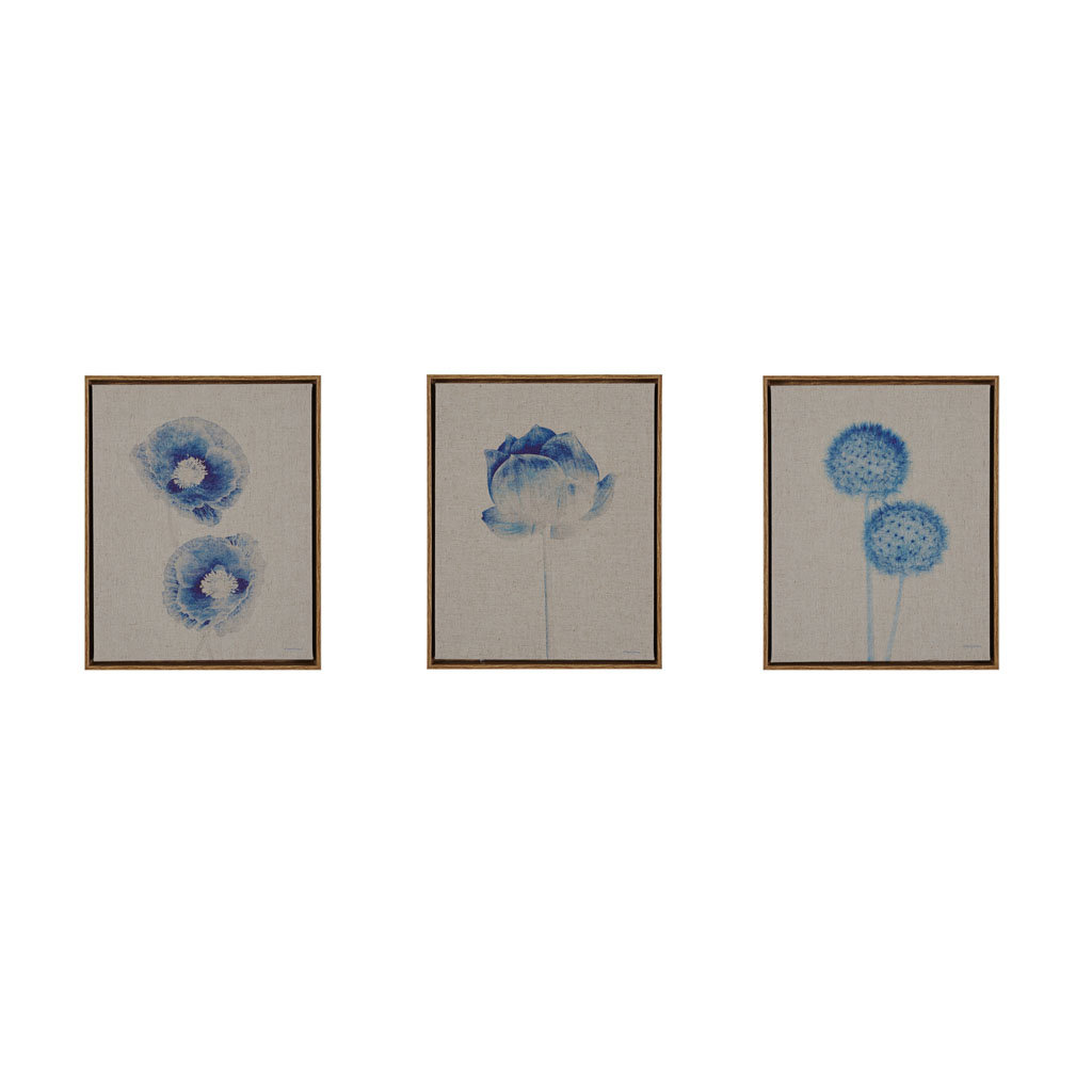 Red Barrel Studio® Liz Vintage Blue Floral 3-Piece Canvas Set | Wayfair