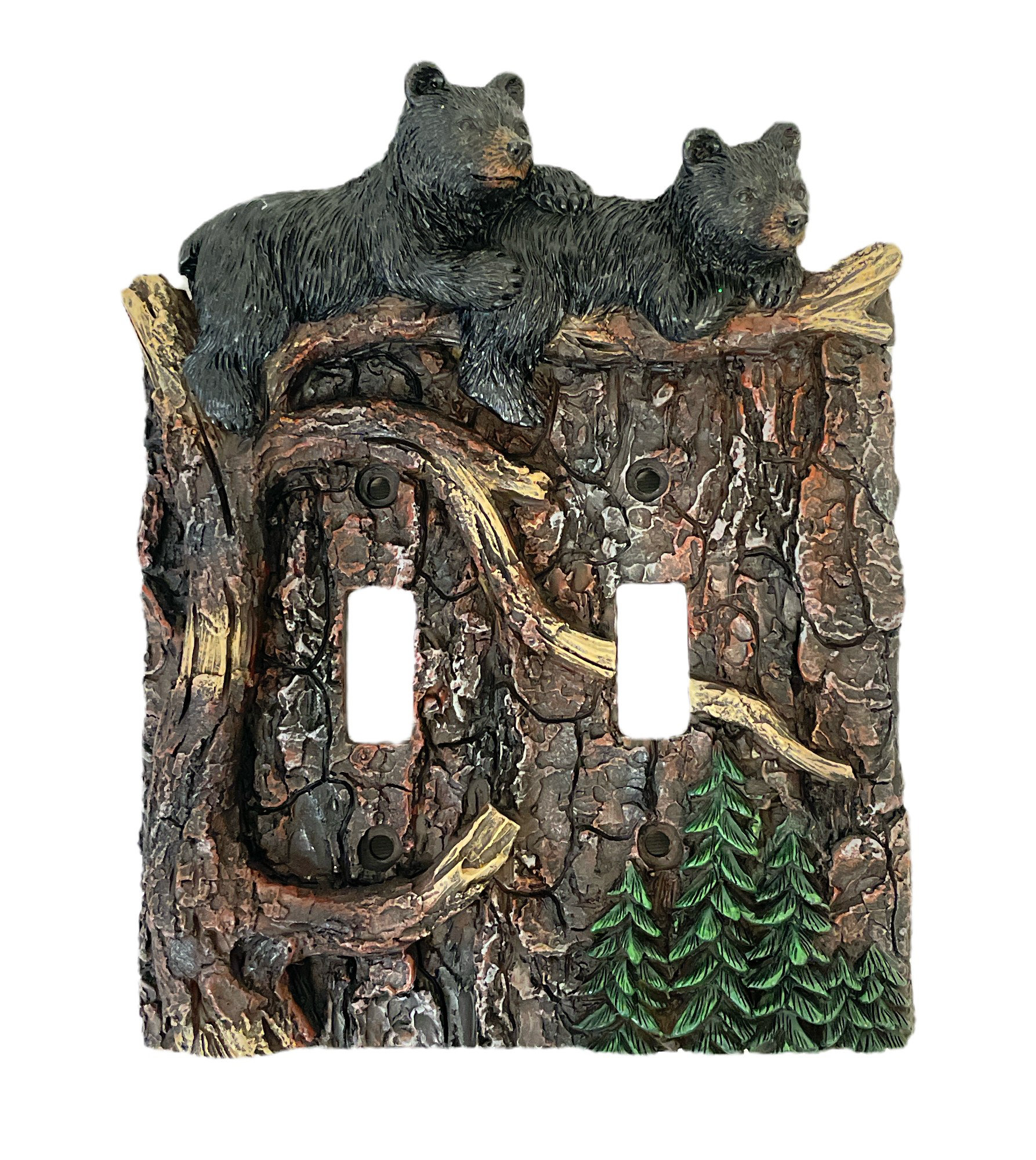 De Leon Collections Polyresin Woodland Black Faux Tree Bark Double ...