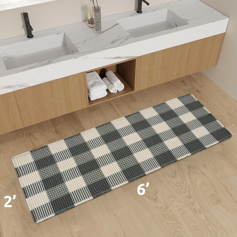 ENOLIL Non Slip Bathroom Runner Rug, Boho Bath Mat Washable | Wayfair