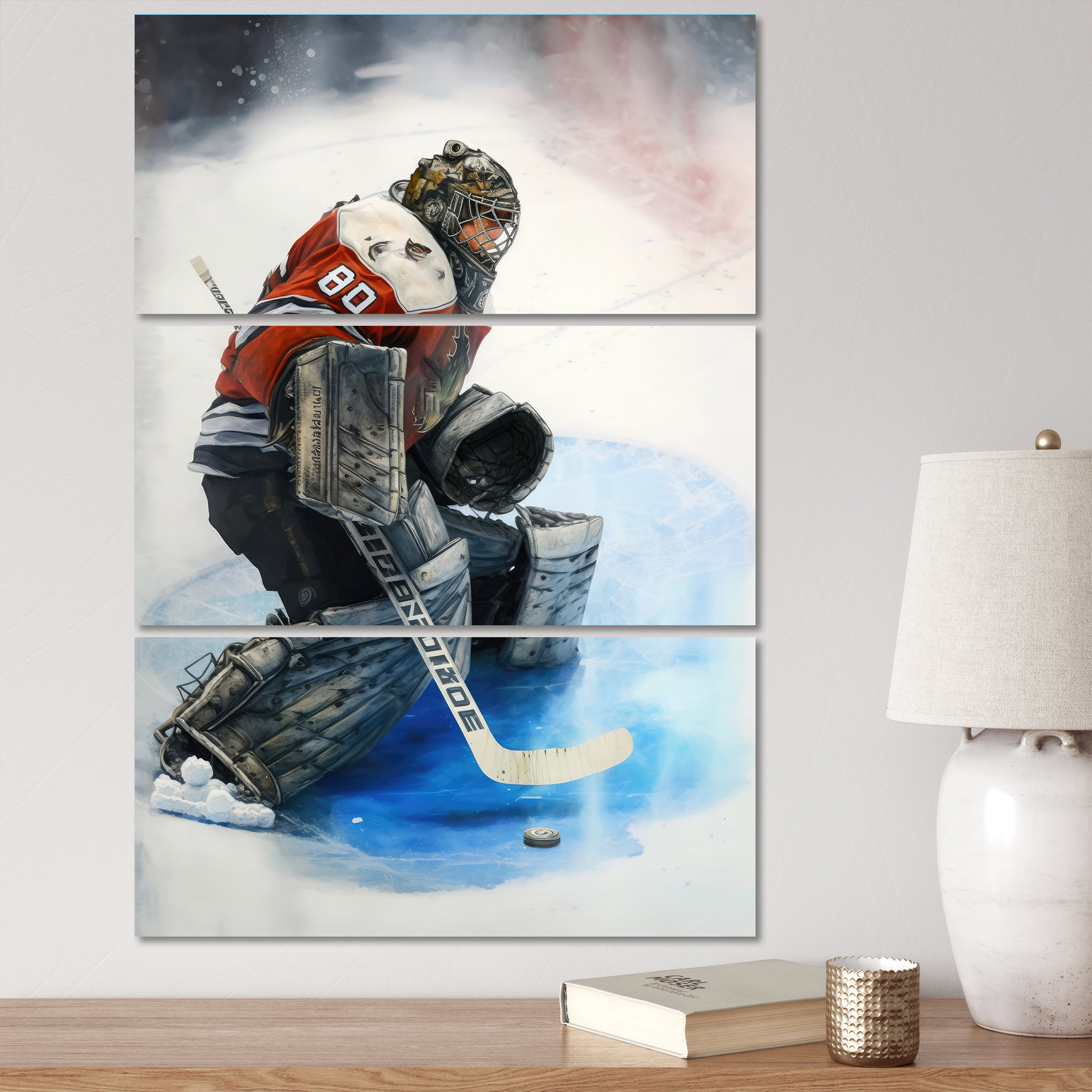 Hokku Designs Eldrick Hockey Goalie During Game I - 3 Piece Wrapped ...