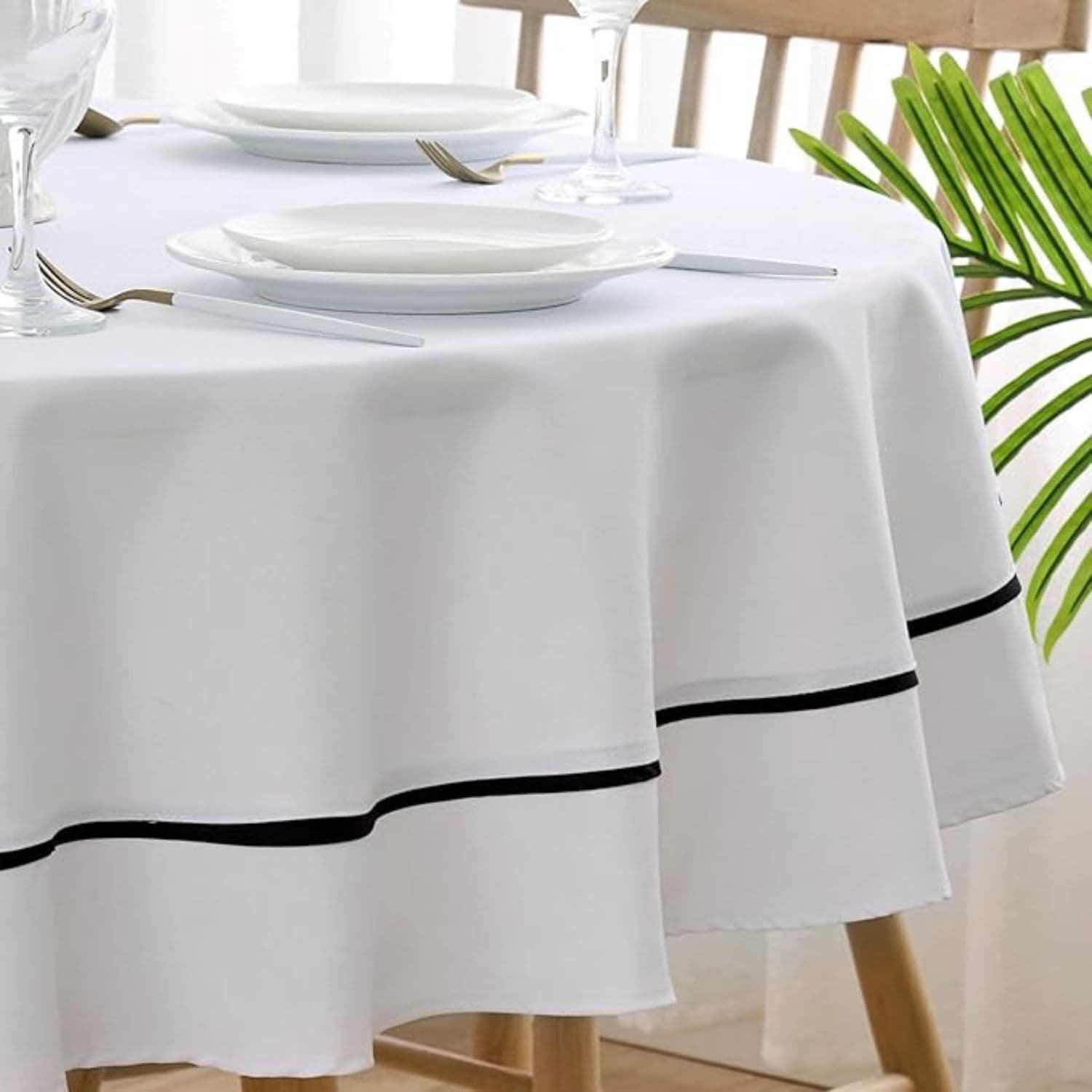 Latitude Run® Heavy Duty Tablecloth with White Lace | Wayfair