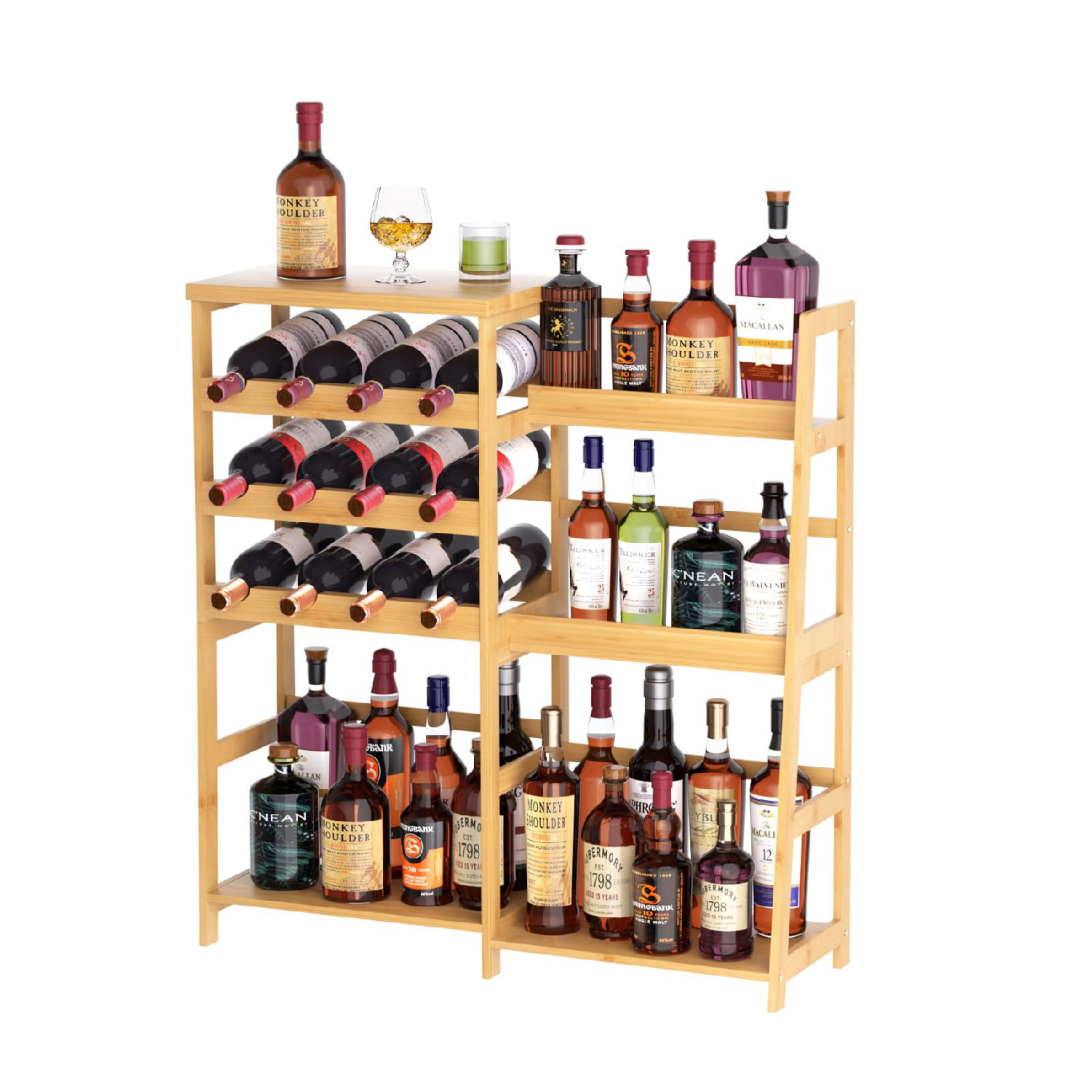 Hokku Designs Versatile Wine Rack Freestanding Floor, Bamboo ...