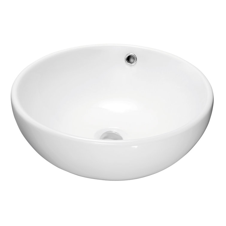 Dawn USA 17'' White Ceramic Circular Bathroom Sink with Overflow | Wayfair