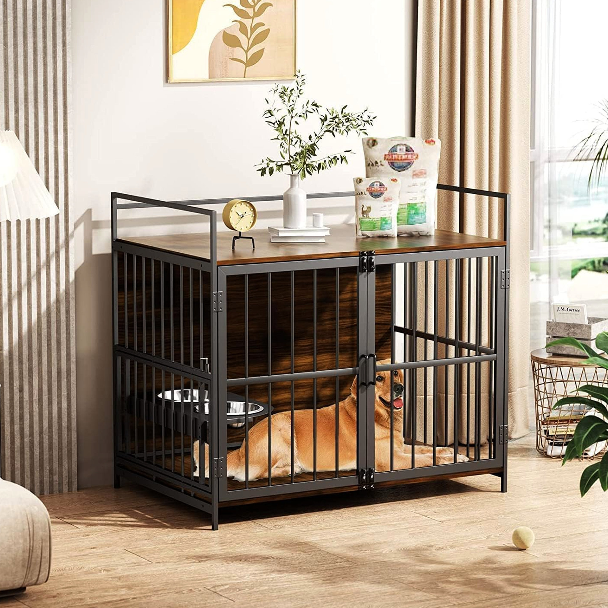 August Grove® 41" Dog Crate Furniture, Heavy Duty And For Big Dogs With ...