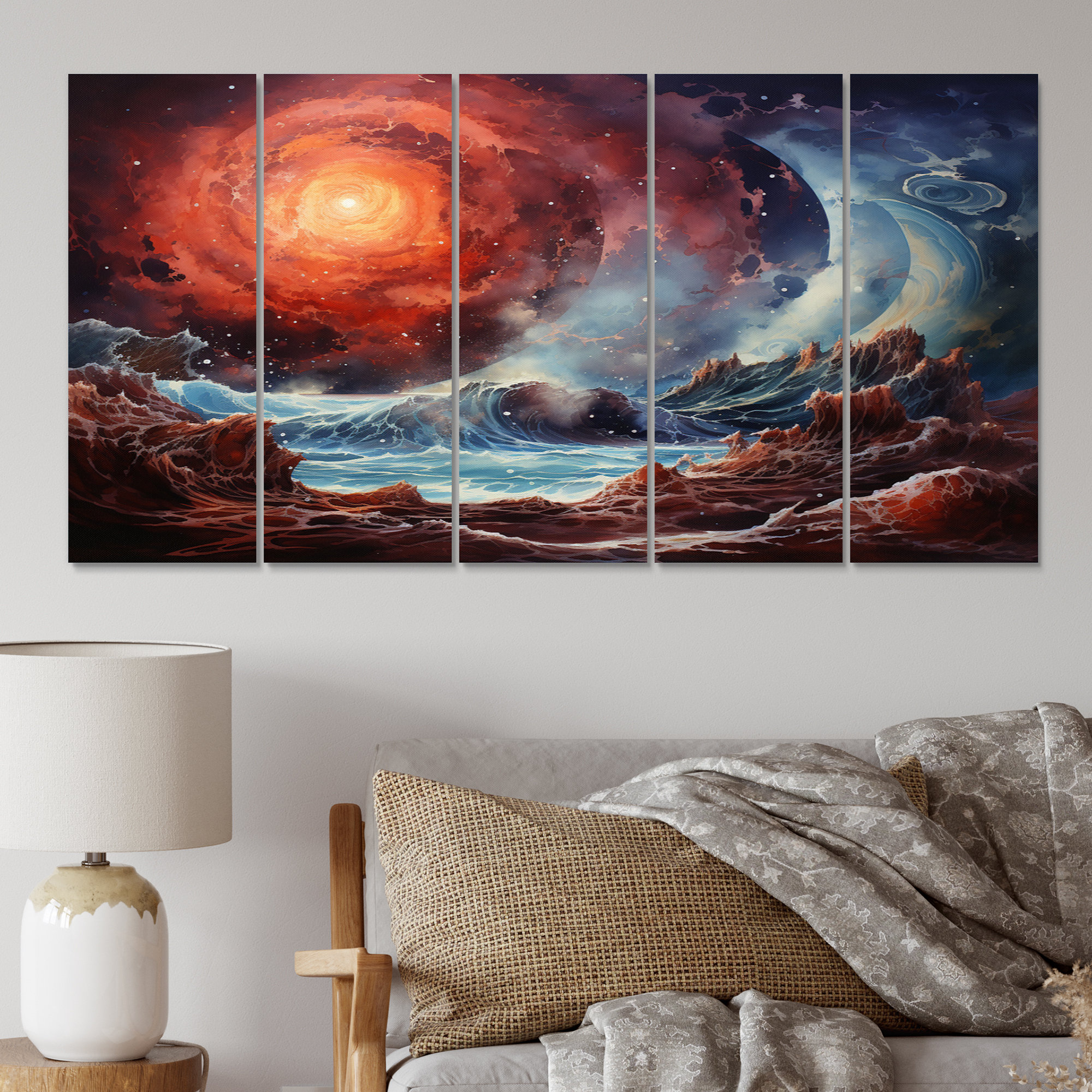 Highland Dunes Planet Jupiter Stormy I On Canvas 5 Pieces Print | Wayfair
