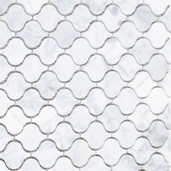 Porpora 12” x 12” Carrara White Lantern Mosaic Marble Tile Sheets ...