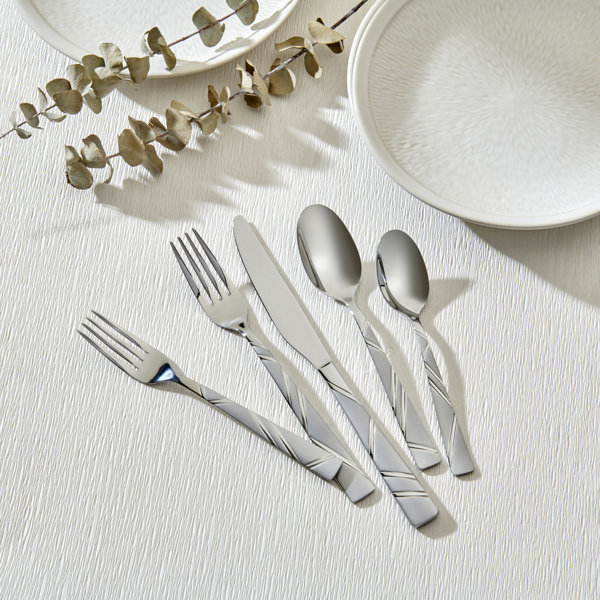 Ornative Flatware JONAH Sand Finish 20 Pieces Flatware Set & Reviews ...