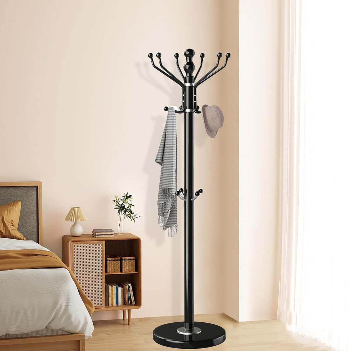 Rebrilliant Coat Rack With Natural Marble Base, Metal Freestanding Coat ...