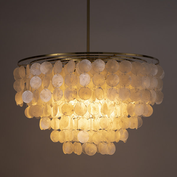 Dovecove Esmeralda 6-Light Modern Capiz Shell Chandelier Hanging Light ...