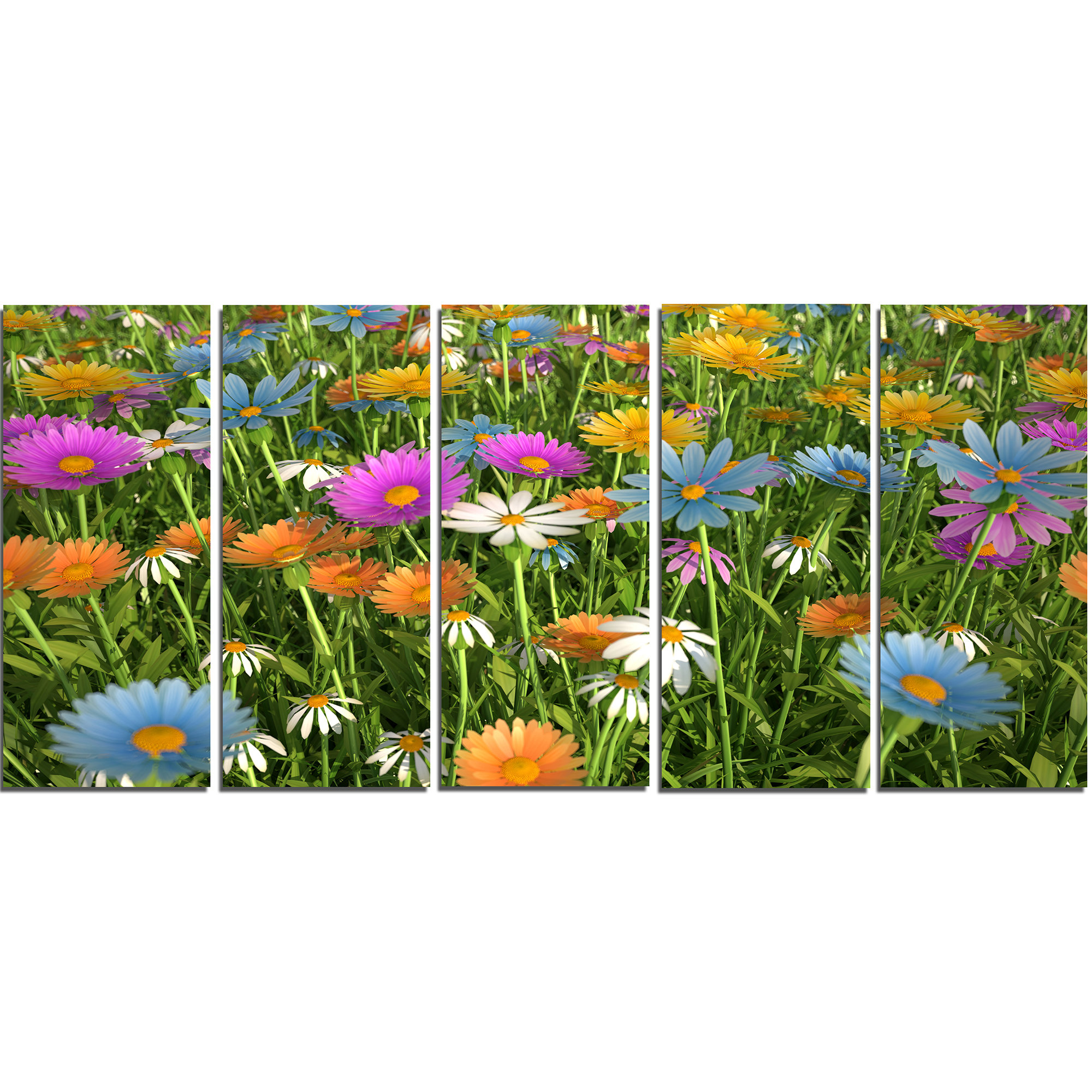 Design Art 'Different Color Flowers in Field' Photographic Print Multi ...