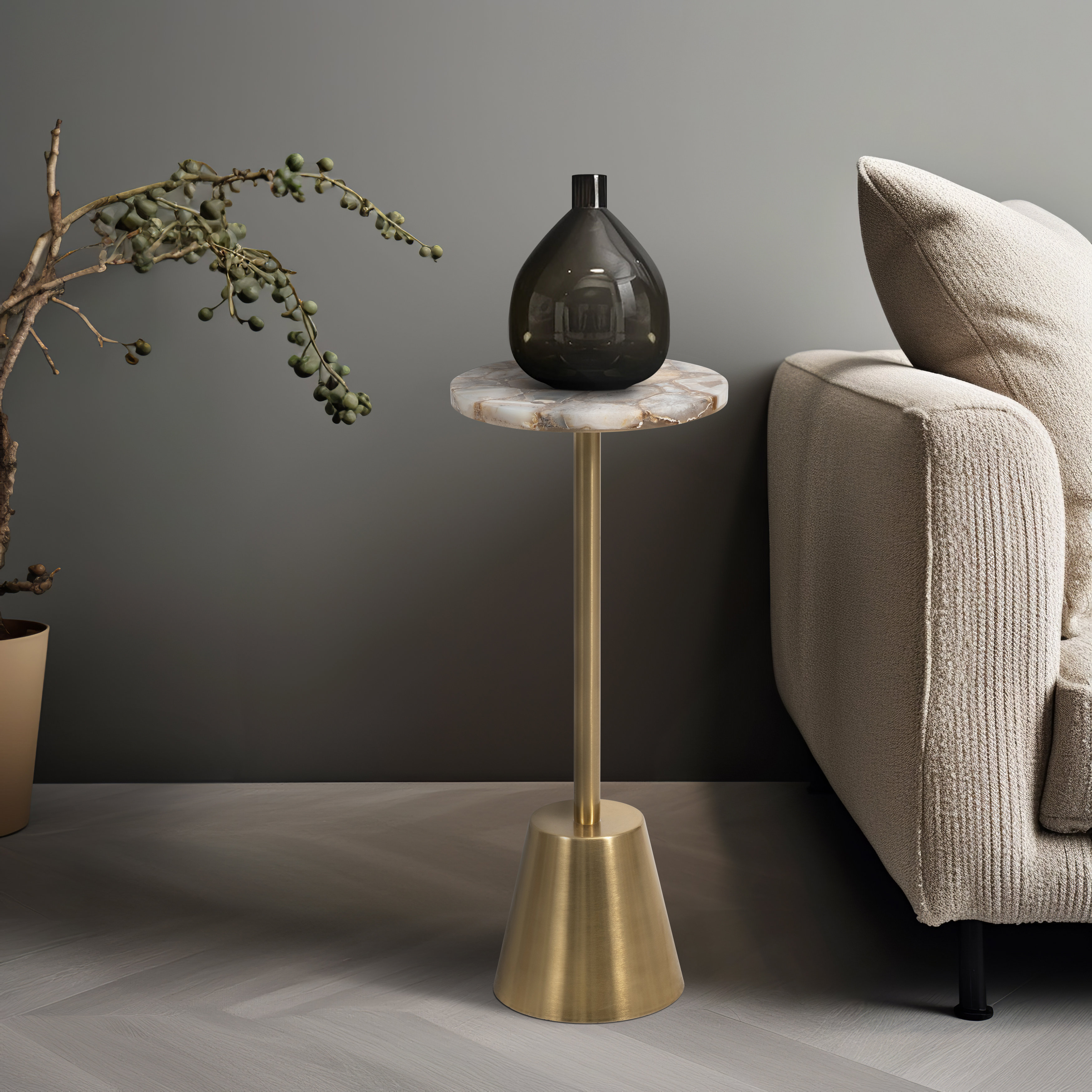 Kelly Clarkson Home Brookfield 24"H Gold Iron Accent Side Table with ...