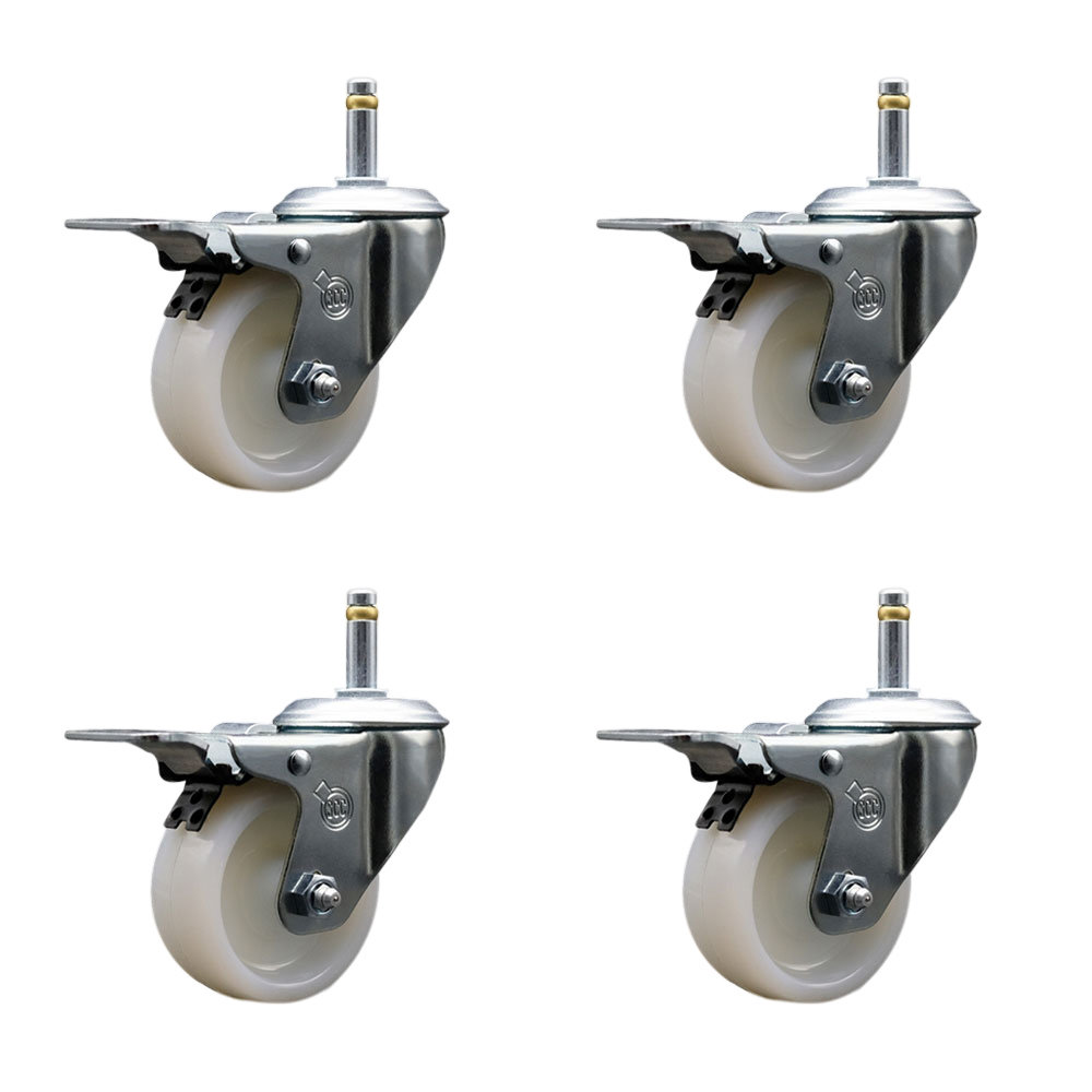 Service Caster Swivel Grip Ring Stem Caster Set with Total Lock Brake ...