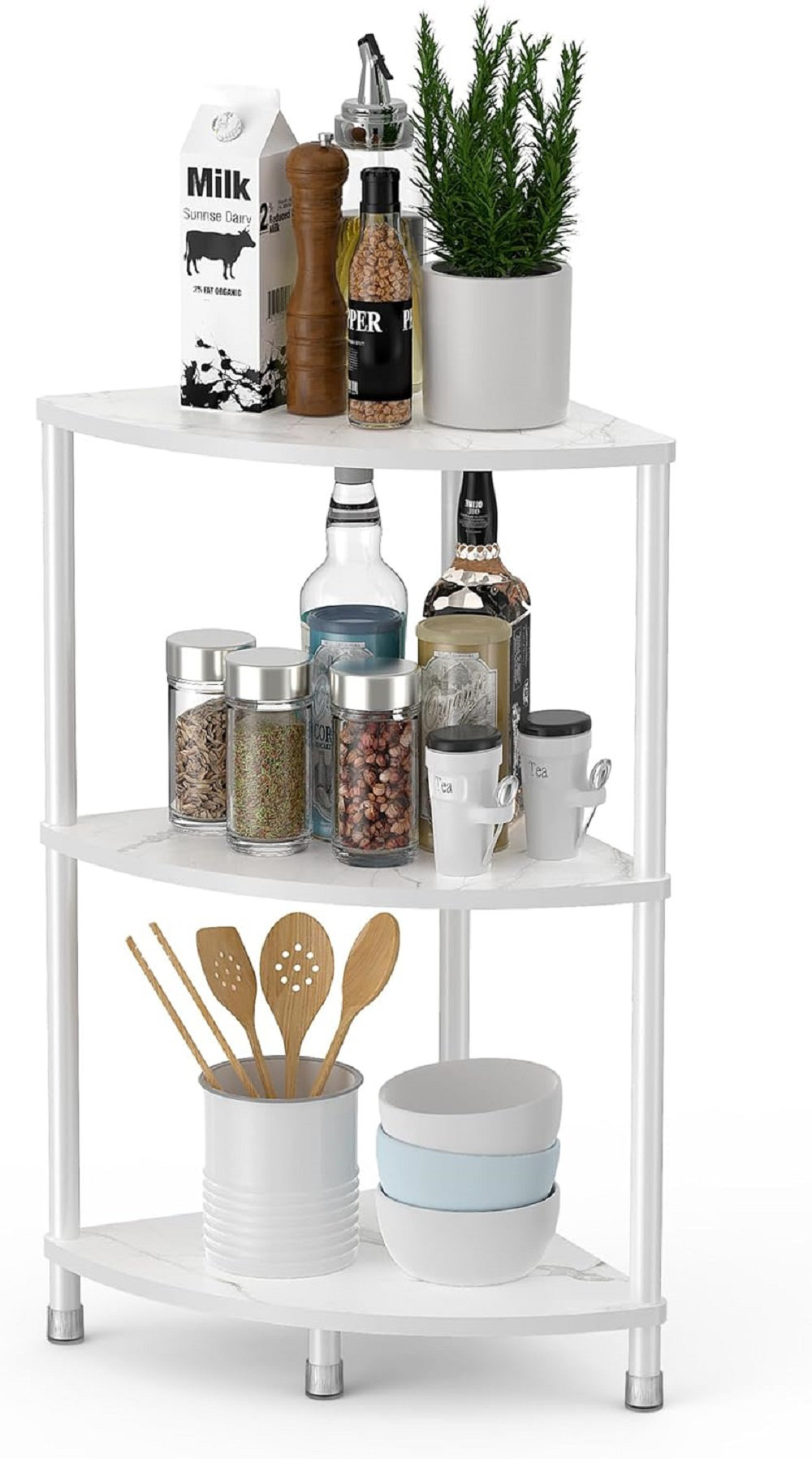 Latitude Run® 3 Tier Corner Shelf Stand, 23.2" Kitchen Shelf Organizer ...