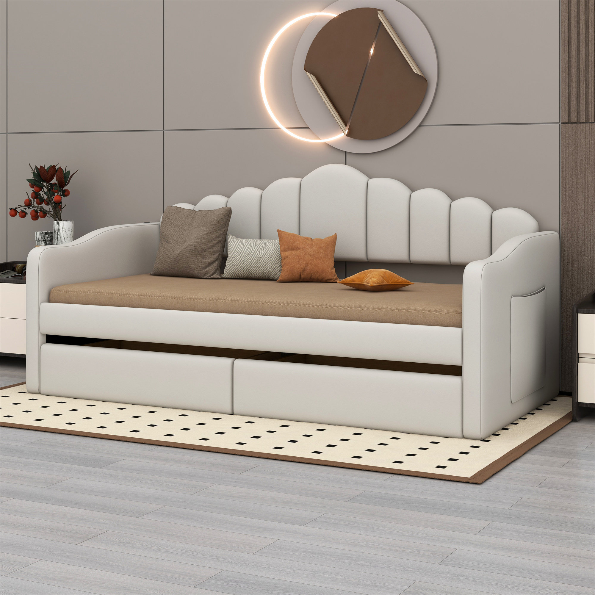 Latitude Run® Upholstered Daybed With Drawers And USB Charging Ports ...