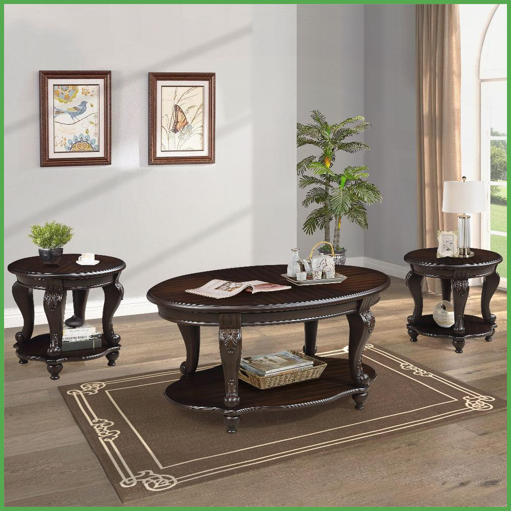 Latitude Run® 3-Piece Antique Distressed Coffee Table Set - Oval ...