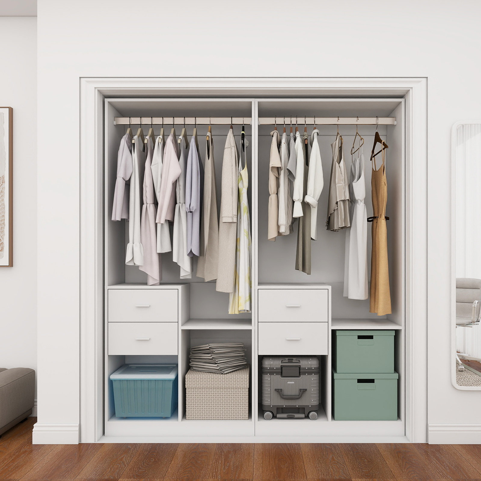 Latitude Run® Manufactured Wood Wardrobe Armoire Closet System with ...
