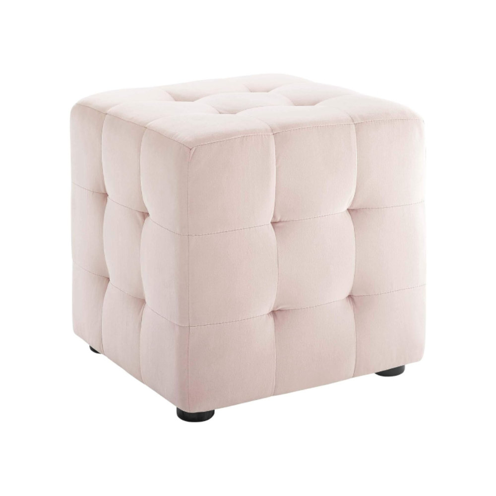 Mercer41 BUTTON-TUFTED CONTOUR VELVET FOOTSTOOL | Wayfair