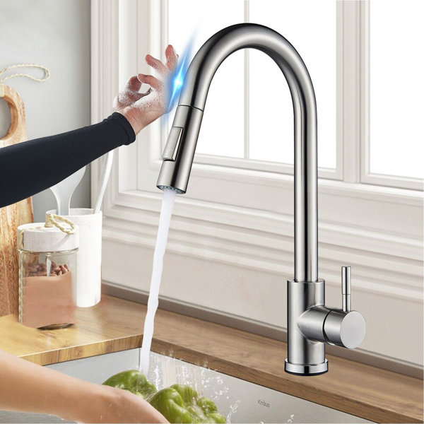 Nabiyy Touch On Sensor Kitchen Sink Faucet with Pull Out Sprayer Single ...