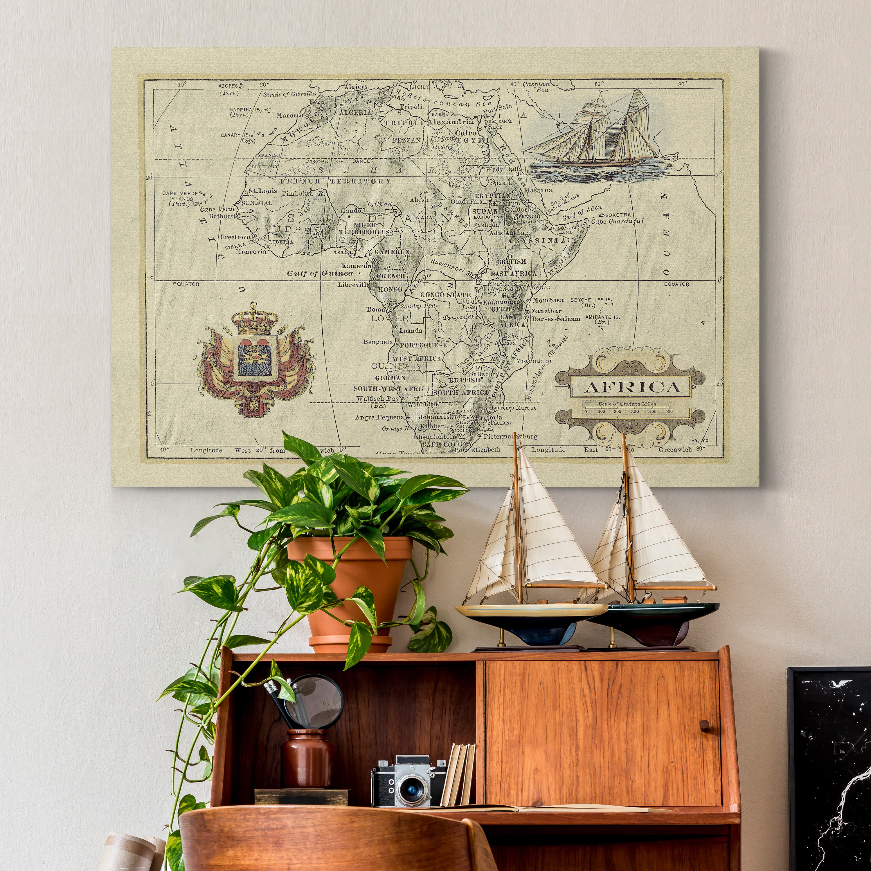 Breakwater Bay 'Antique Map of Africa' - Painting Print on Canvas | Wayfair