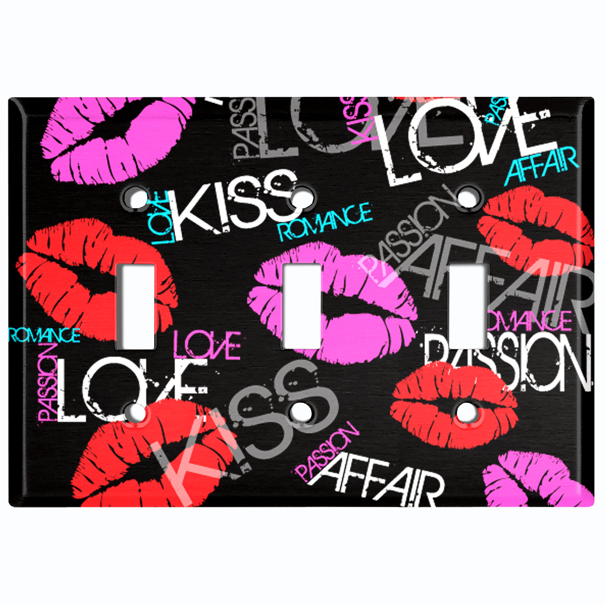 WorldAcc Metal Light Switch Plate Outlet Cover (Love Kiss Black ...