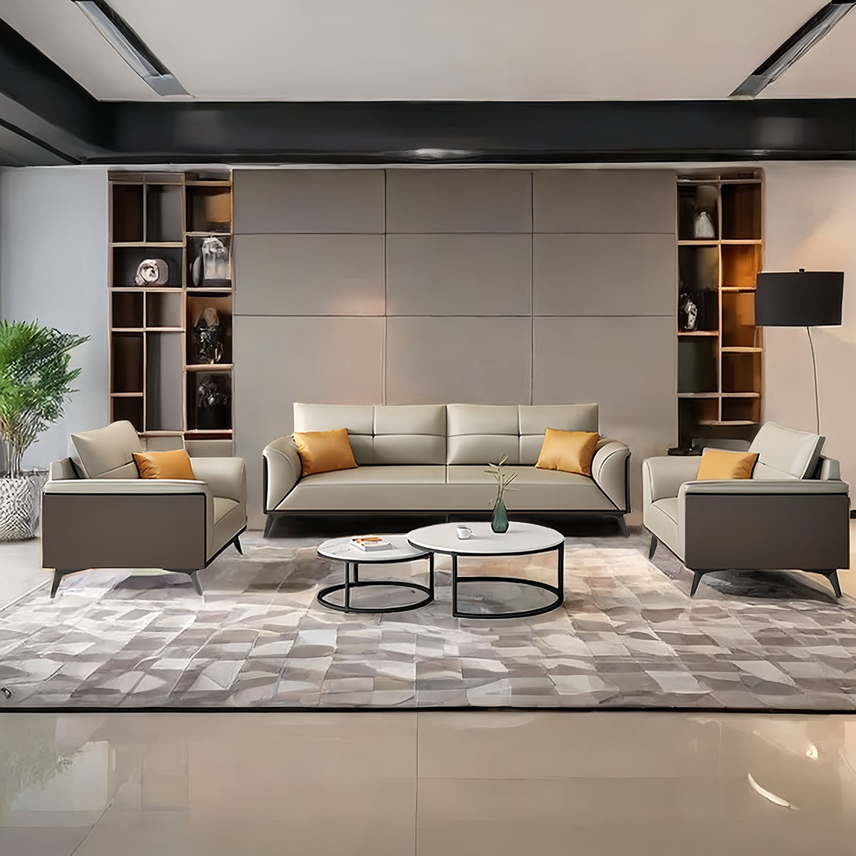 Walkoly Office sofa leather simple business sofa set | Wayfair