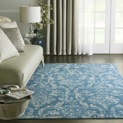 Charlton Home® Yurig Abstract Blue/Ivory Area Rug & Reviews | Wayfair