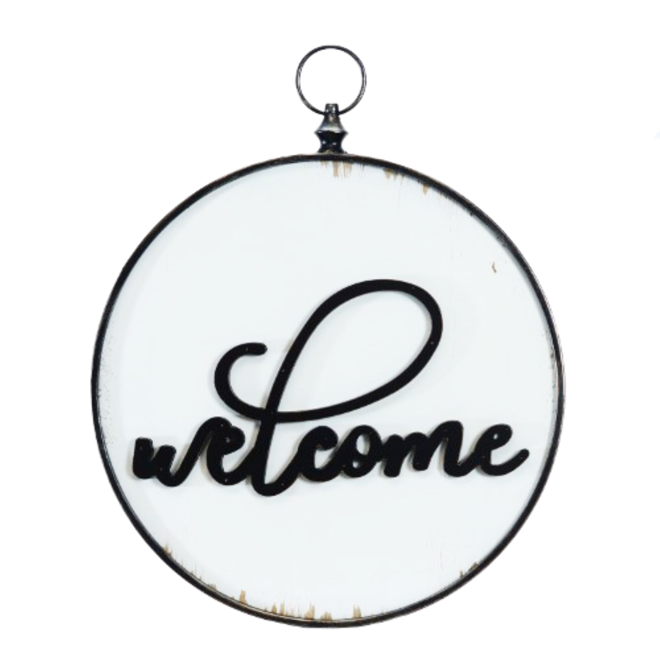 August Grove® VIP Metal 23 in. White Welcome Cursive Script Plaque ...